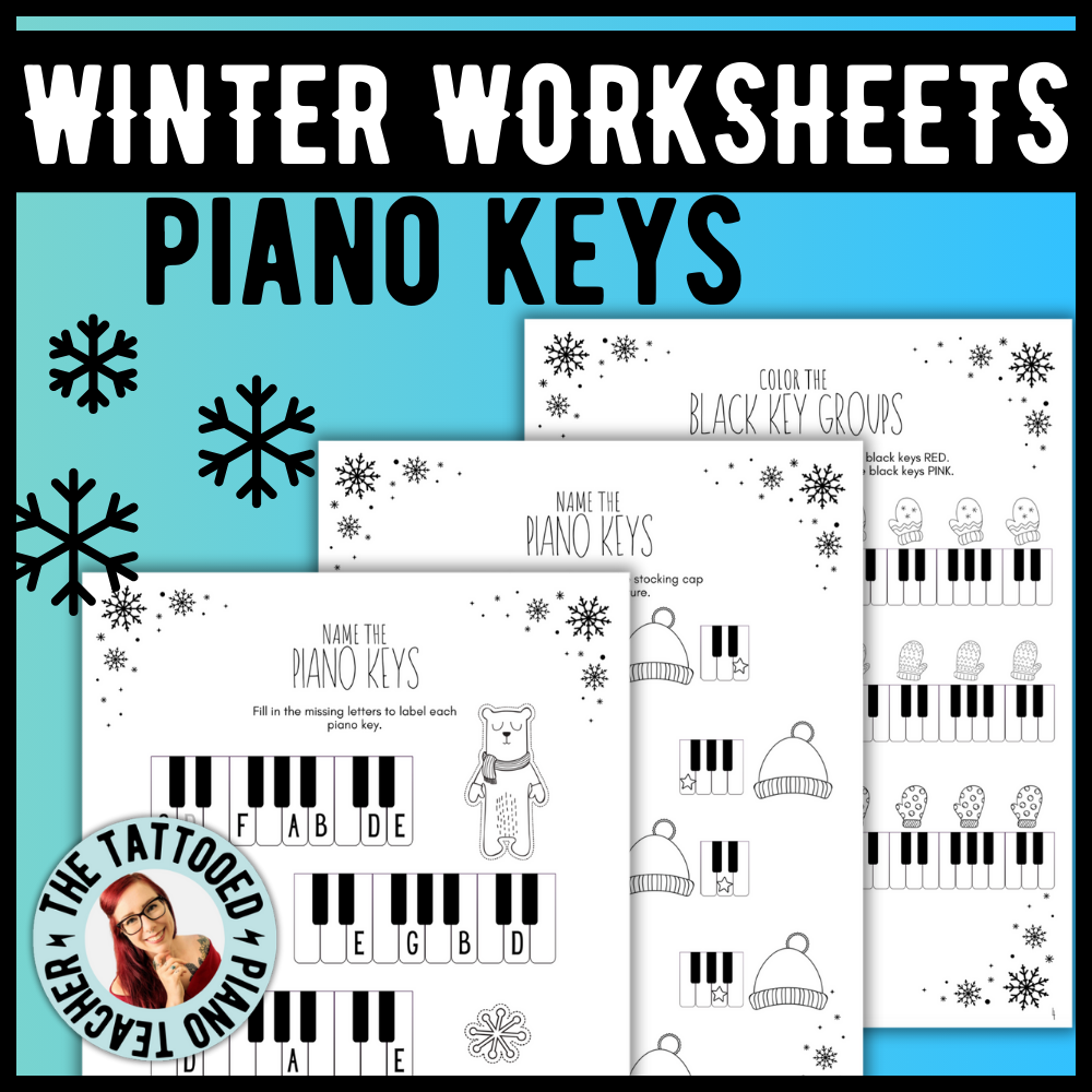 Winter PIANO KEYS Music Worksheets – The Tattooed Piano Teacher