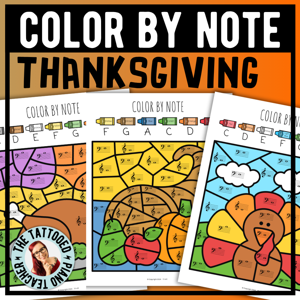 Thanksgiving Color-By-Note – The Tattooed Piano Teacher