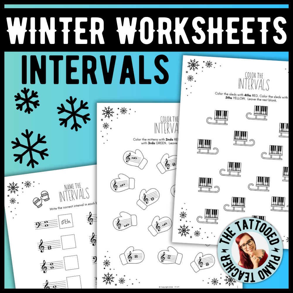 Winter INTERVALS Music Worksheets – The Tattooed Piano Teacher