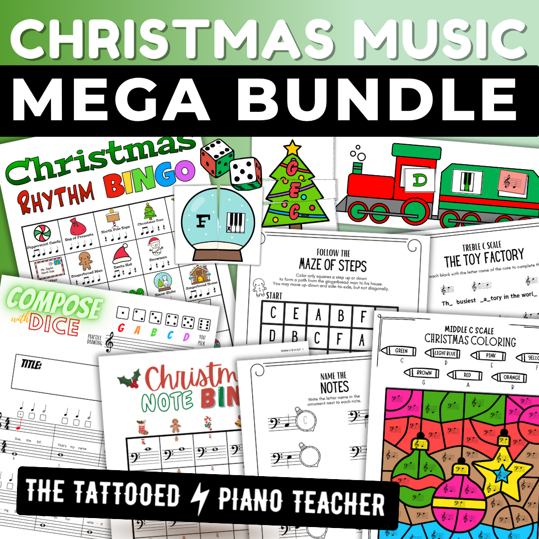Christmas BIG Bundle: Music Games + Worksheets – The Tattooed Piano Teacher