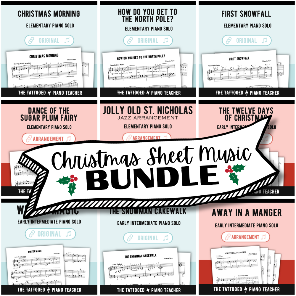 Christmas Piano Sheet Music Bundle – Elementary to Intermediate – The ...