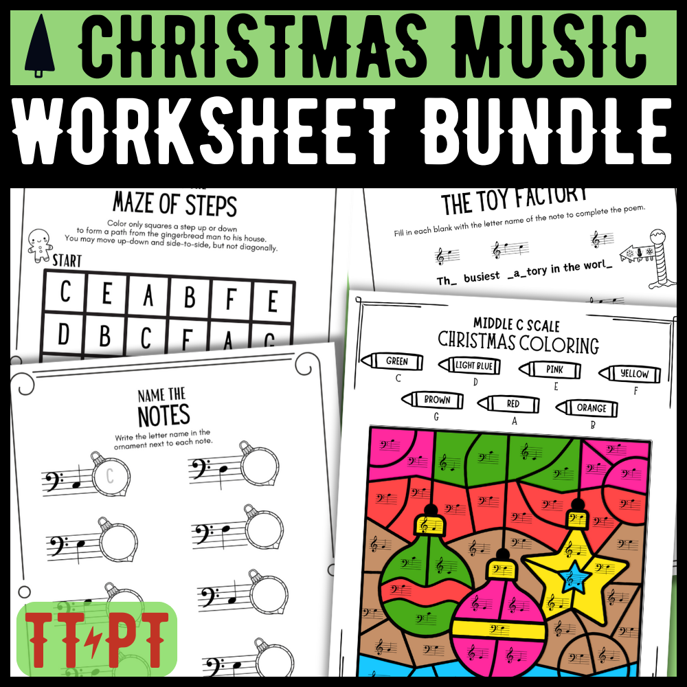 Christmas Music Worksheets Bundle – The Tattooed Piano Teacher
