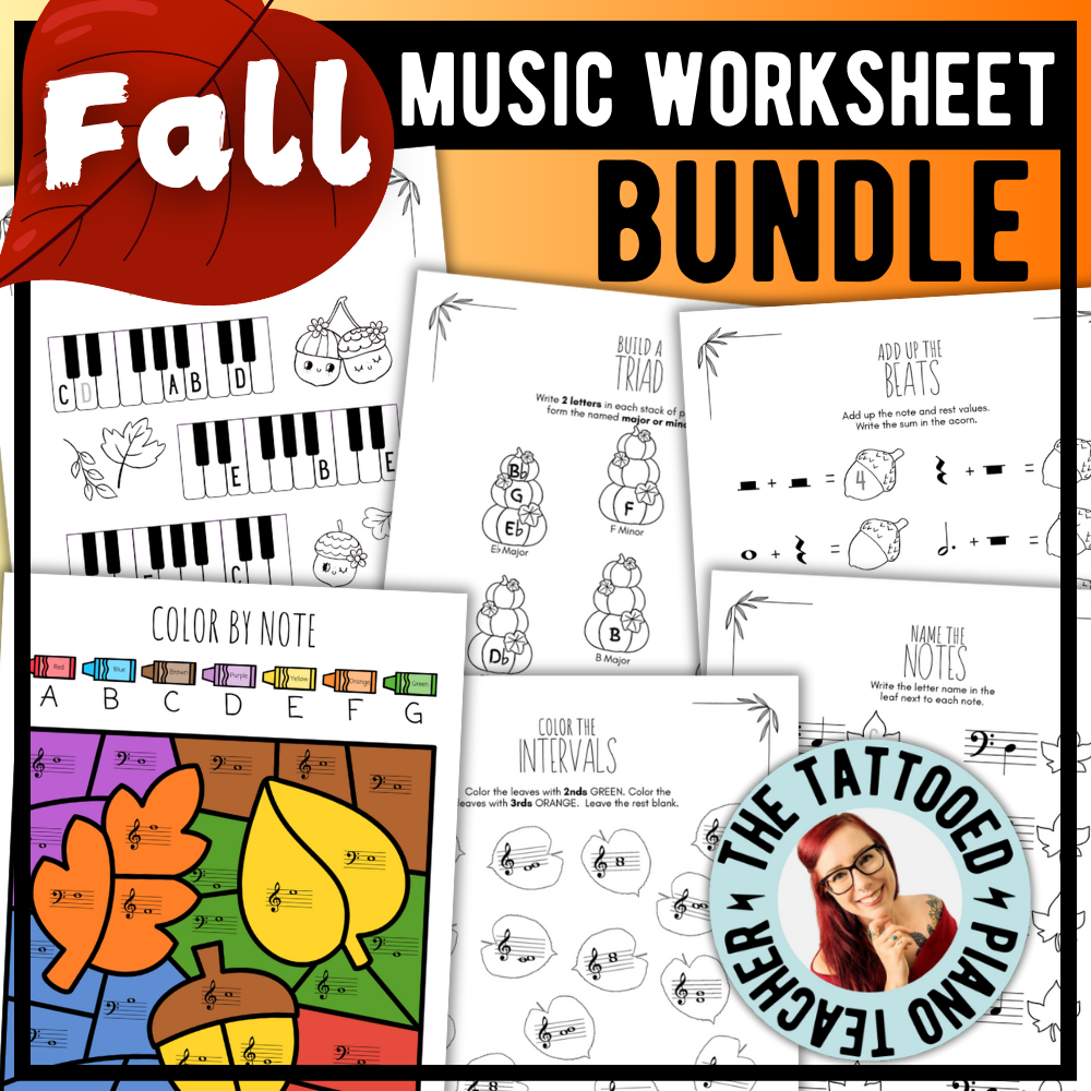 Fall Music Worksheets Bundle – The Tattooed Piano Teacher