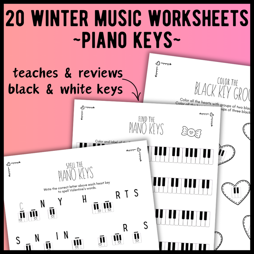 Valentine's Day PIANO KEYS Music Worksheets – The Tattooed Piano Teacher