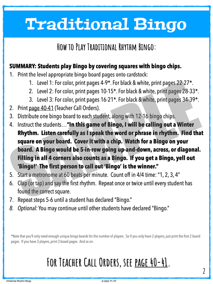 Winter Rhythm Bingo – The Tattooed Piano Teacher