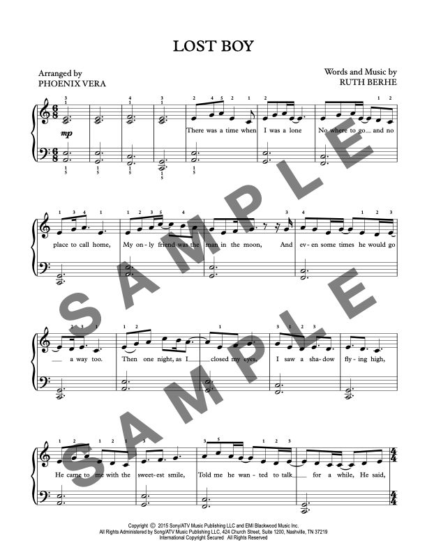 Lost Boy [Late Elementary] by Ruth B - Piano Solo Sheet Music – The ...